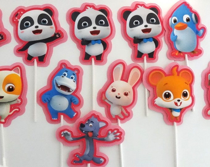 Babybus Set of 12 Cupcake Toppers Birthday Heavy Cardstock Ready to ...