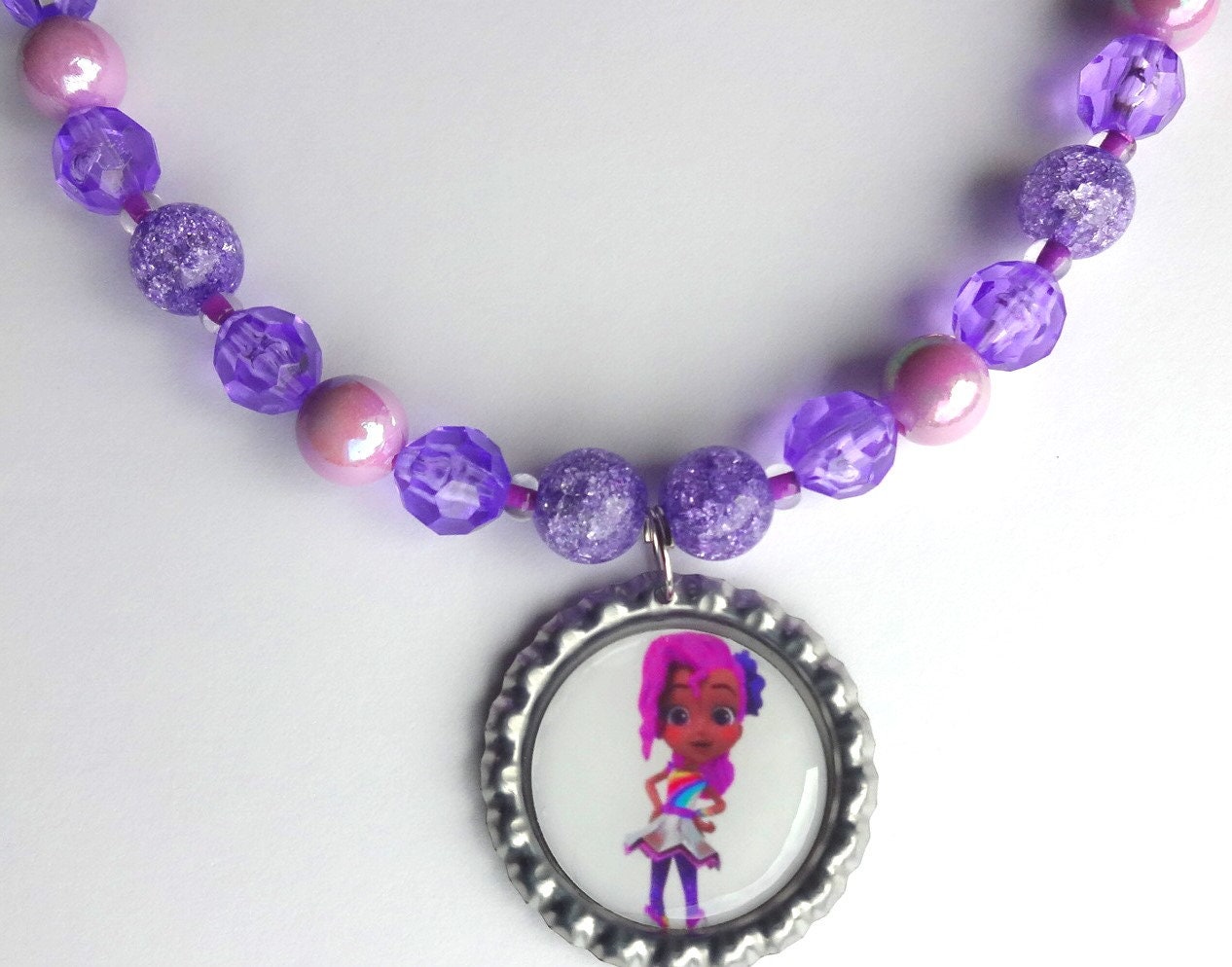 Rainbow Rangers Lavender Laviolette Beaded Kids Necklace Stretchy Cord ...
