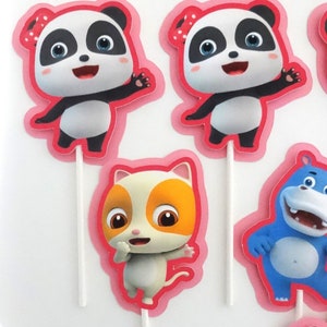 Babybus Set of 12 Cupcake Toppers Birthday Heavy Cardstock Ready to ...