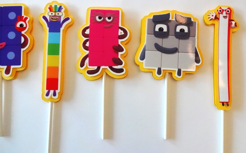 Number Blocks Set of 12 Cupcake Toppers Birthday Photo Paper & - Etsy