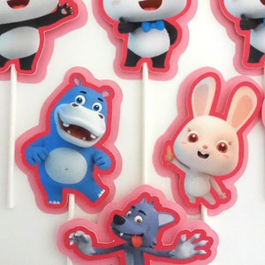 Babybus Set of 12 Cupcake Toppers Birthday Heavy Cardstock Ready to ...