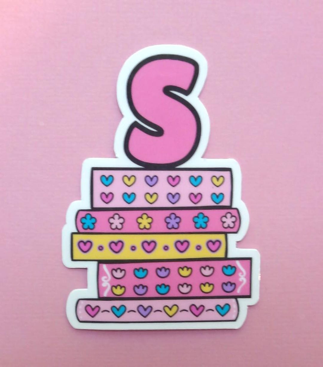 Custom Initial Book Stack Cut Out Sticker Vinyl 2.5" for Water Bottles ...
