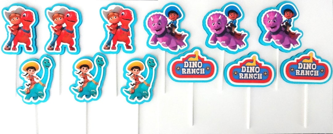 Dino Ranch Set of 12 Cupcake Toppers Birthday Photo Paper & Heavy ...
