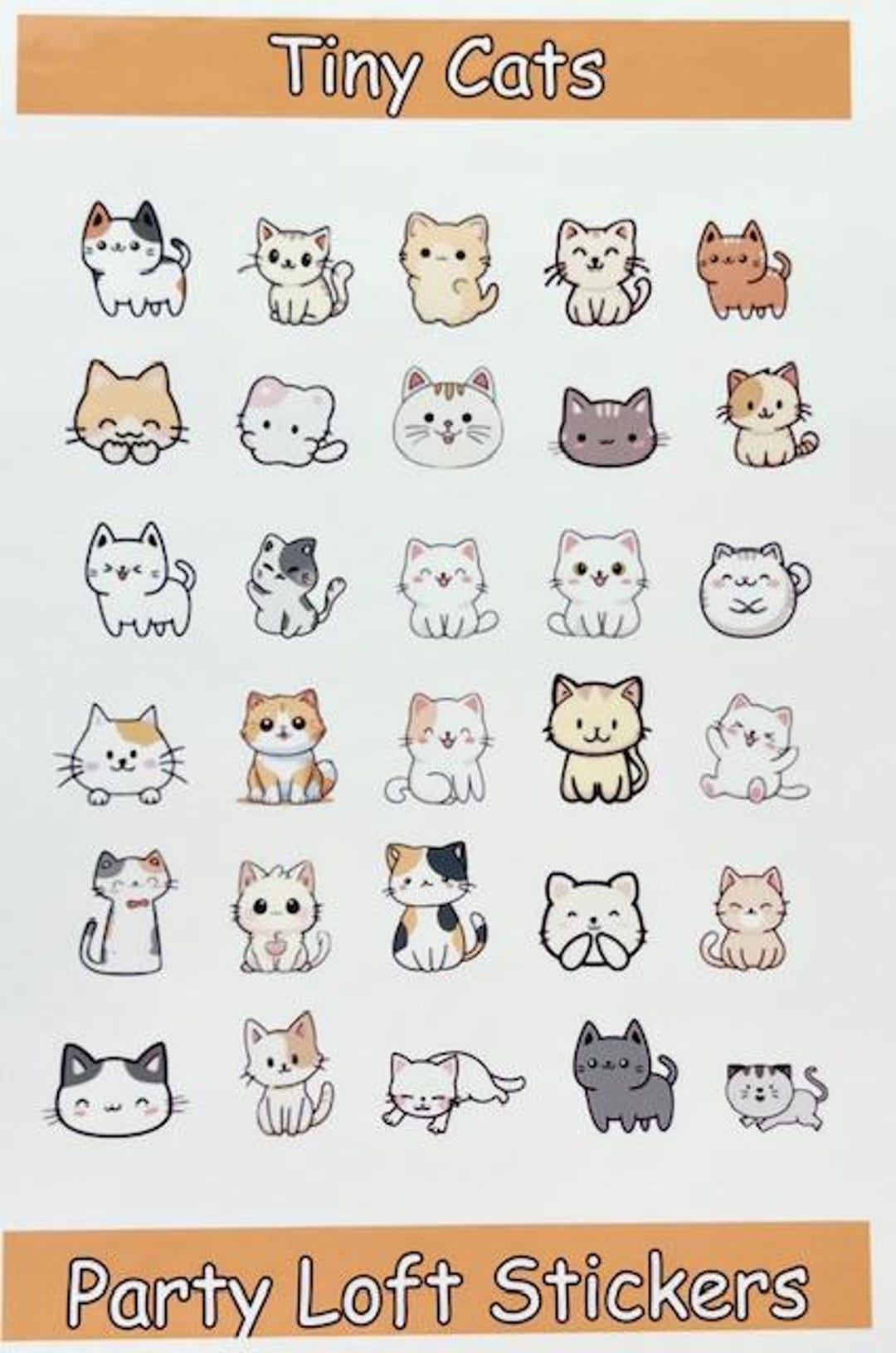 Tiny Cats Sticker Sheet Glossy Vinyl 3.75