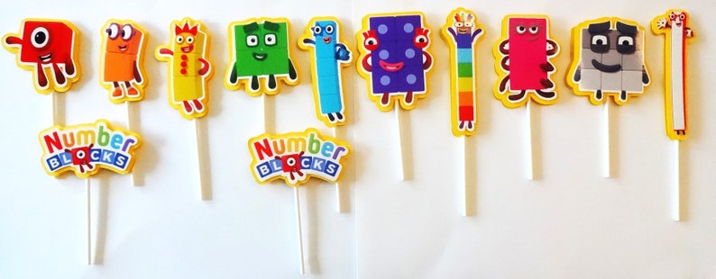 Number Blocks Set of 12 Cupcake Toppers Birthday Photo Paper & - Etsy