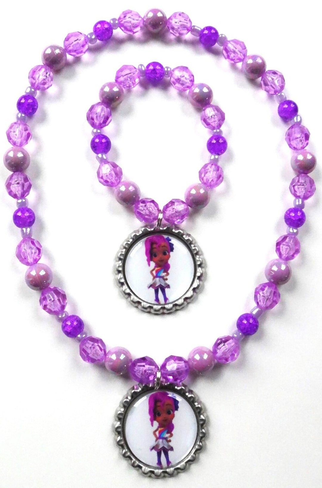 Rainbow Rangers Lavender Laviolette Beaded Kids Necklace & Bracelet Set ...