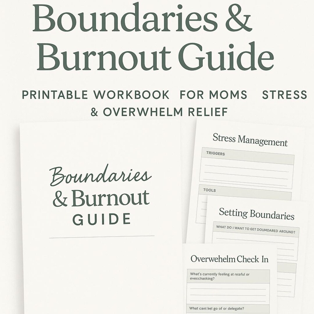 Boundaries and Burnout Guide | Printable Workbook for Moms | Stress and ...