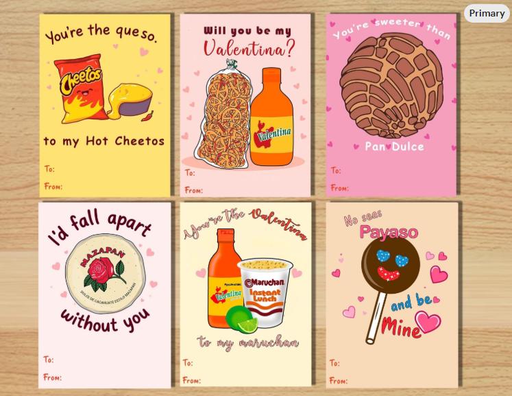 Printable Spanglish Valentine's Day Cards, Mexican Food Designs ...