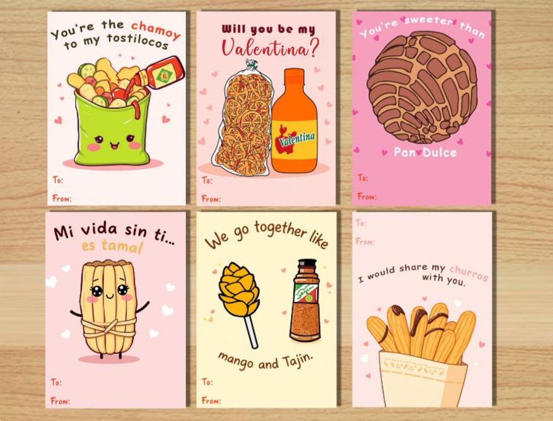 Printable Spanglish Valentine's Day Cards, Mexican Food Designs ...
