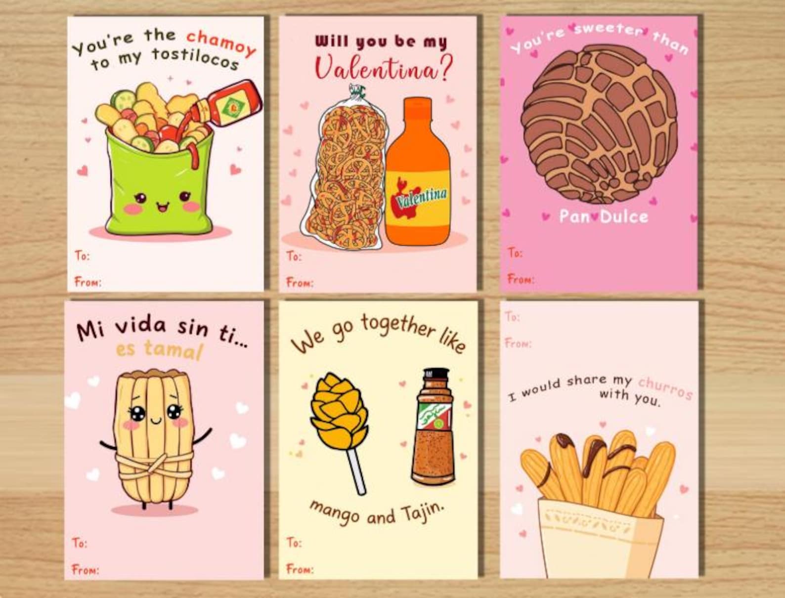 Printable Spanglish Valentine's Day Cards, Mexican Food Puns (digital ...