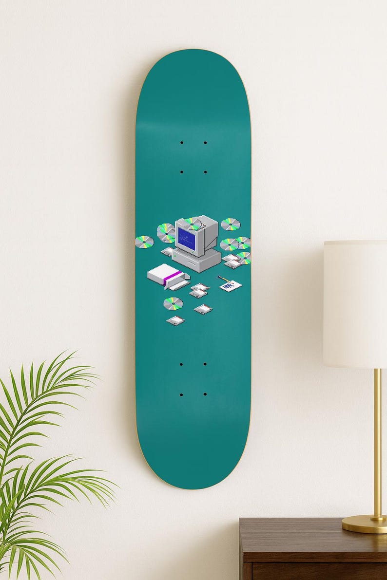 Y2K Retro Computer Skateboard Deck Wall Art – Vintage Tech Inspired ...