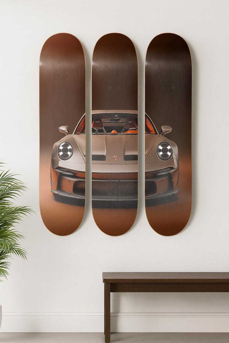 Brown Porsche Skateboard Wall Art – 3 Deck Triptych | Classic Car ...