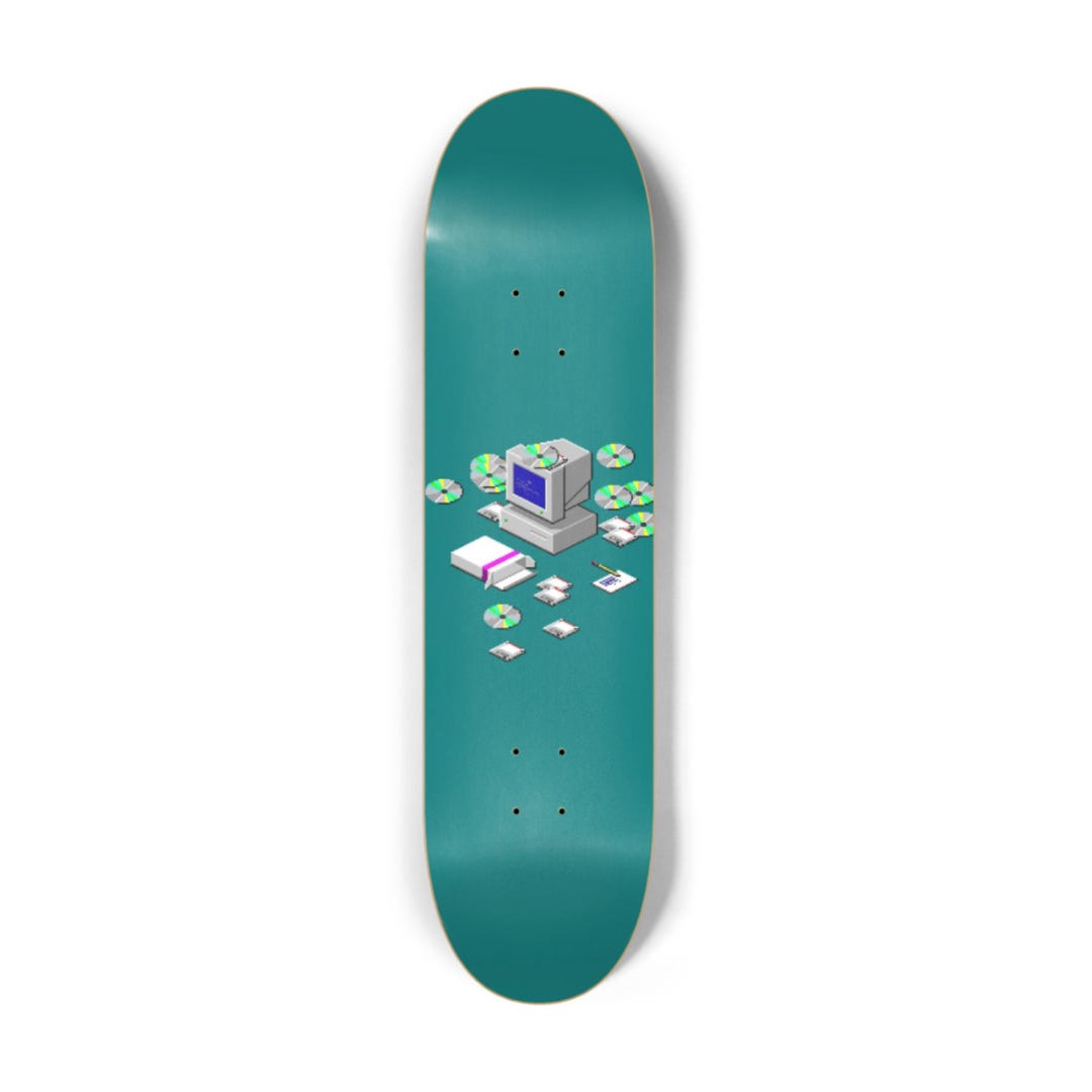 Y2K Retro Computer Skateboard Deck Wall Art – Vintage Tech Inspired ...