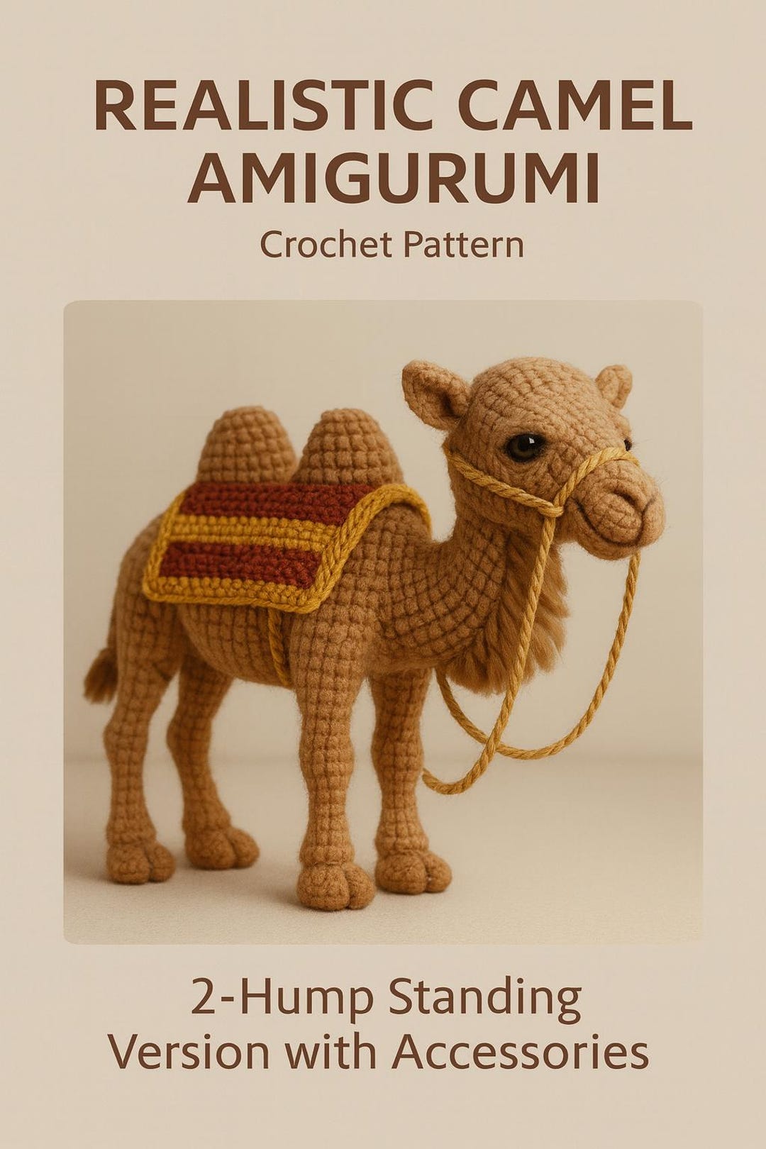 Realistic Camel Amigurumi Crochet Pattern – 2-hump Standing Plush Toy ...