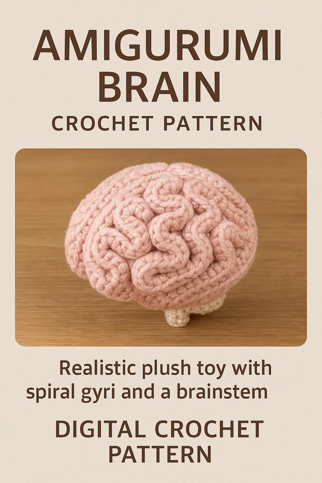 Amigurumi Brain Crochet Pattern – Realistic Plush Toy, Medical Gift ...