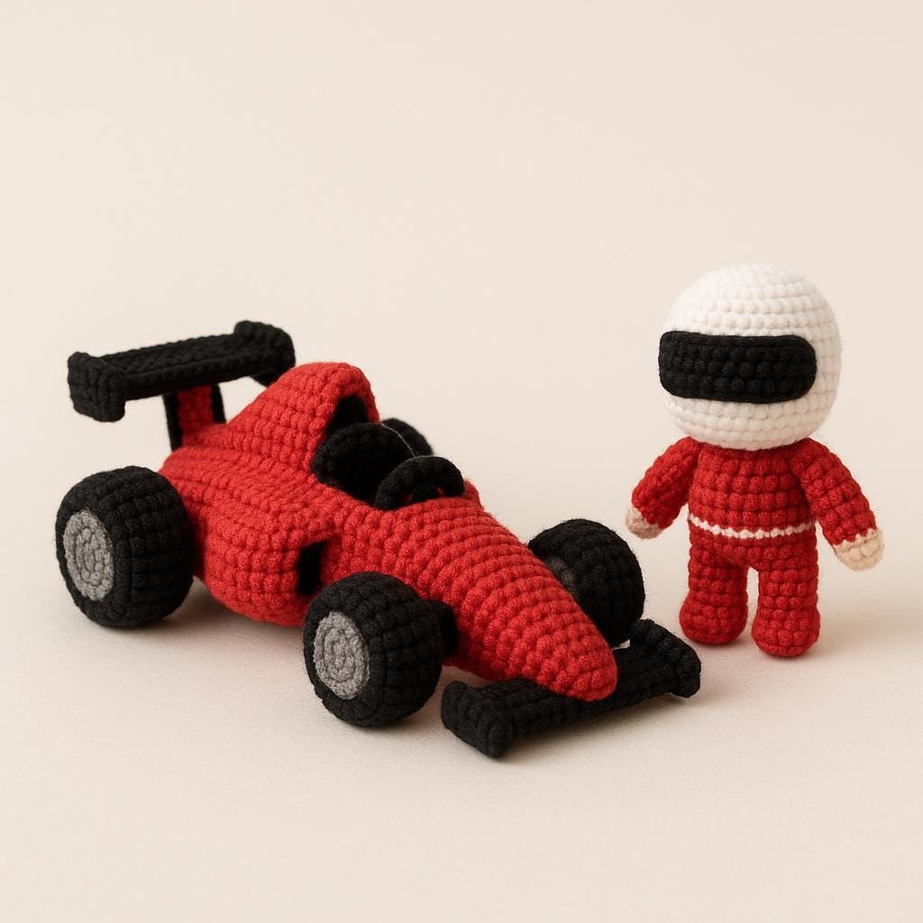 Amigurumi Formula Car & Driver Crochet Pattern PDF | Racing Toy ...