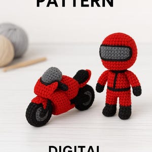 Amigurumi Race Motorcycle & Rider Crochet Pattern PDF | Motorbike Toy ...