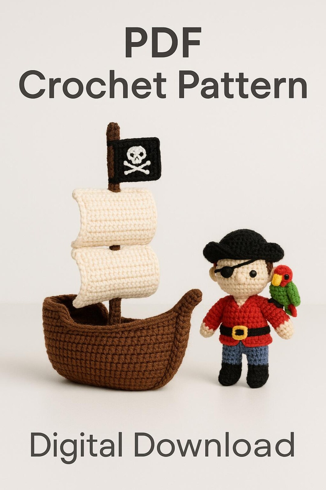Amigurumi Pirate Ship Set Crochet Pattern PDF | Pirate, Parrot & Ship ...