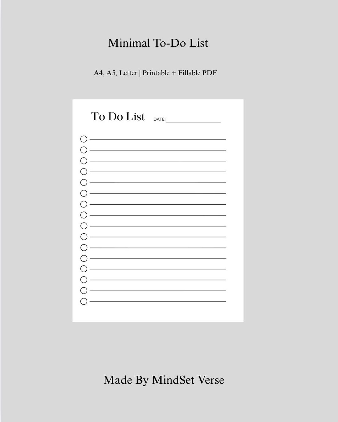 Minimal To-do List Printable, Fillable PDF - Etsy