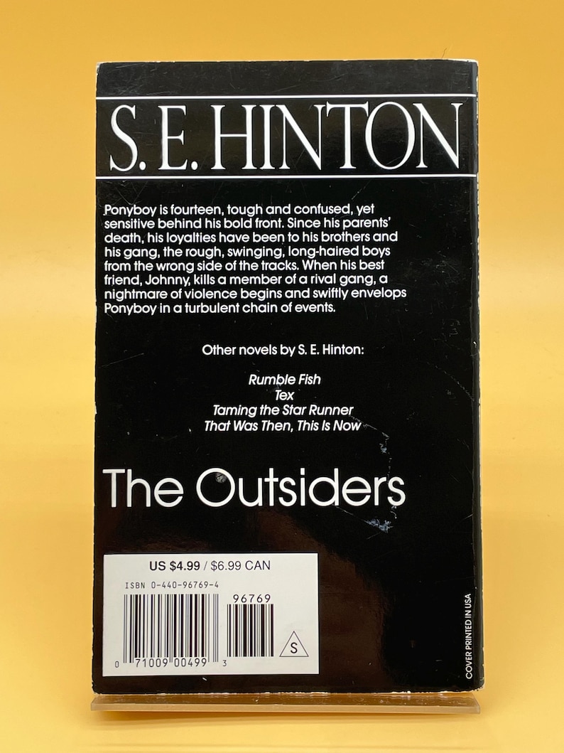 The Outsiders by S.E. Hinton (1989). Vintage Young Adult Paperback. - Etsy