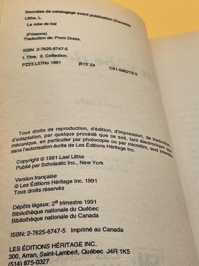 Frissons #8 : La Robe De Bal by Lael Littke (1994). Vintage Horror ...