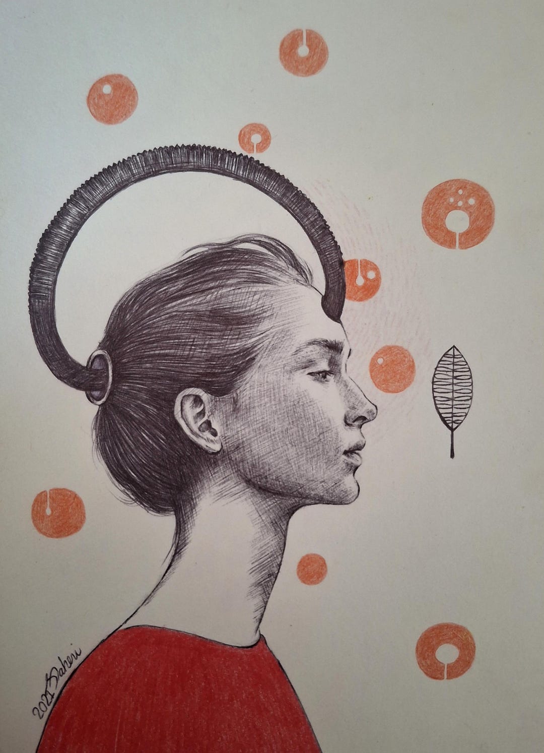 Silent Orbit – Original Surreal Portrait Drawing, Woman Portrait Art - Etsy