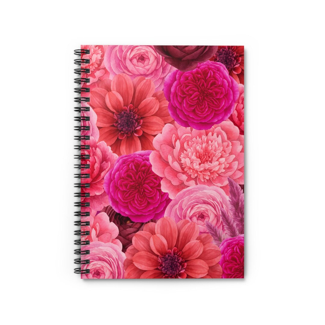 Floral Spiral Notebook (magenta Flower Lovers), Flower Journal, Ruled ...