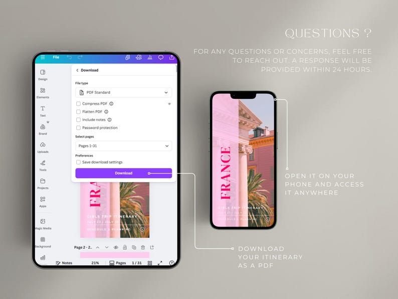 Travel Itinerary Template | Girls Trip Planner | Travel Guide ...