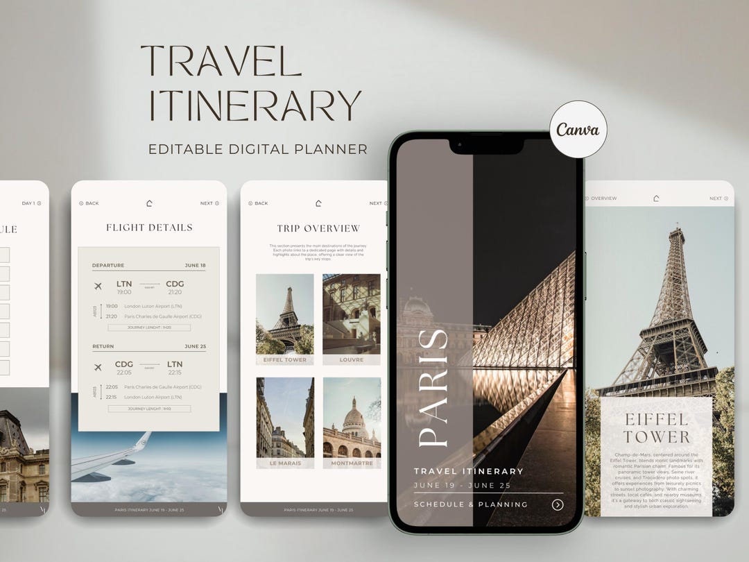 Travel Itinerary Template | Paris Trip Planner | Travel Guide ...