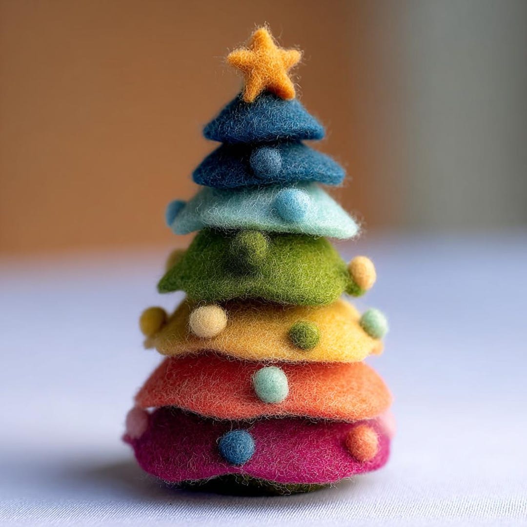 Christmas Holiday Ornament Handmade Wool Felt Christmas Tree : Mini ...