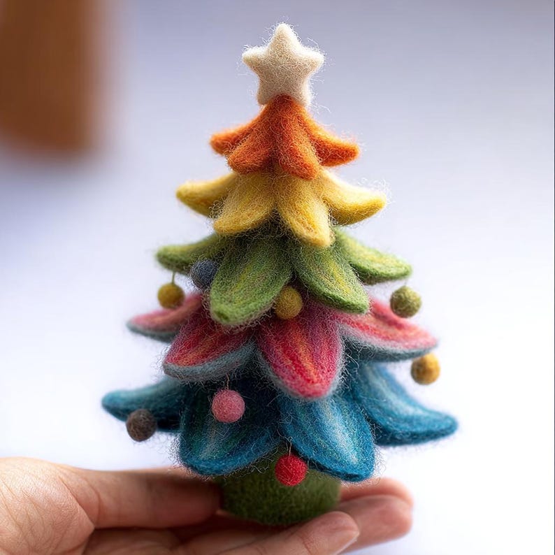Christmas Holiday Ornament Handmade Wool Felt Christmas Tree : Mini ...