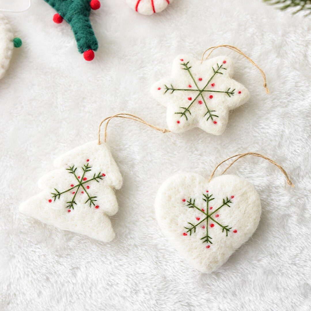 Wool Felt Snowflake Pendant Handmade Wool Felt Christmas Tree Pendant ...