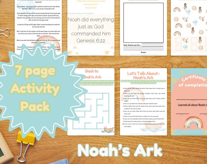 Noah's Ark Printable, Bible Activity for Kids, Genesis Old Testament ...