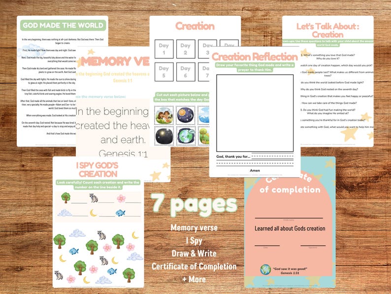 Creation Bible Activity Pack | Days of Creation Printable | Christian ...