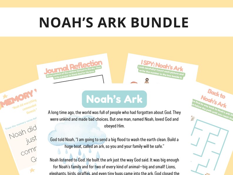 Noah’s Ark Printable Bible Activity Pack | Christian Homeschool ...