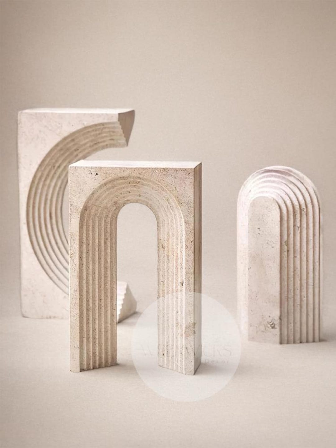 Geometric Travertine Stone Ornaments | Luxury Coffee Table Shelf Living ...