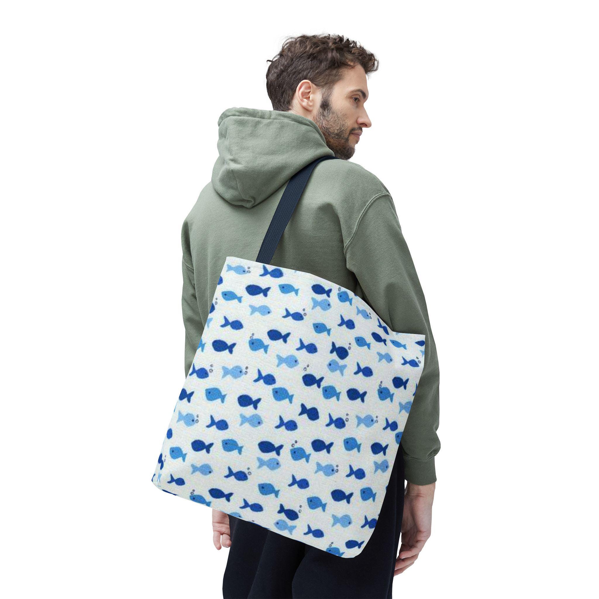 Blue Fish Tote Bag | Coastal Watercolor Pattern + Matching Phone Case ...