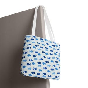 Blue Fish Tote Bag | Coastal Watercolor Pattern + Matching Phone Case ...