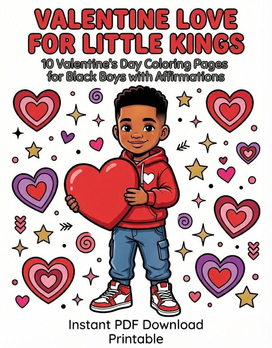 Valentine’s Day Coloring Pages for Black Boys | Affirmation Coloring ...
