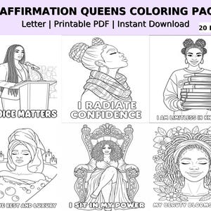 Affirmation Queens Coloring Book | Black Women Line Art + Bubble ...