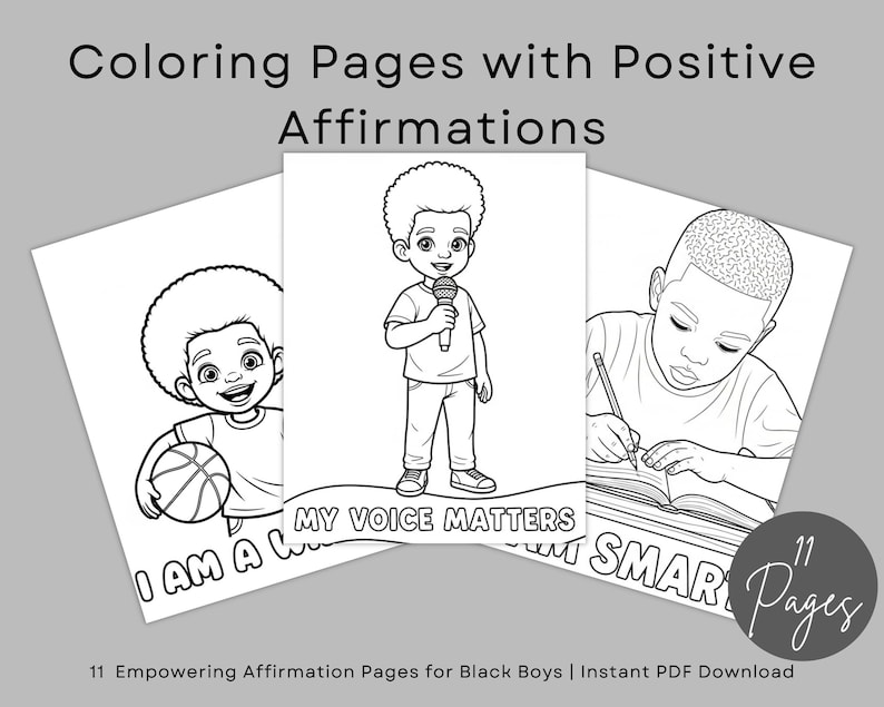 Printable Affirmation Coloring Pages for Black Boys | 11 Positive ...