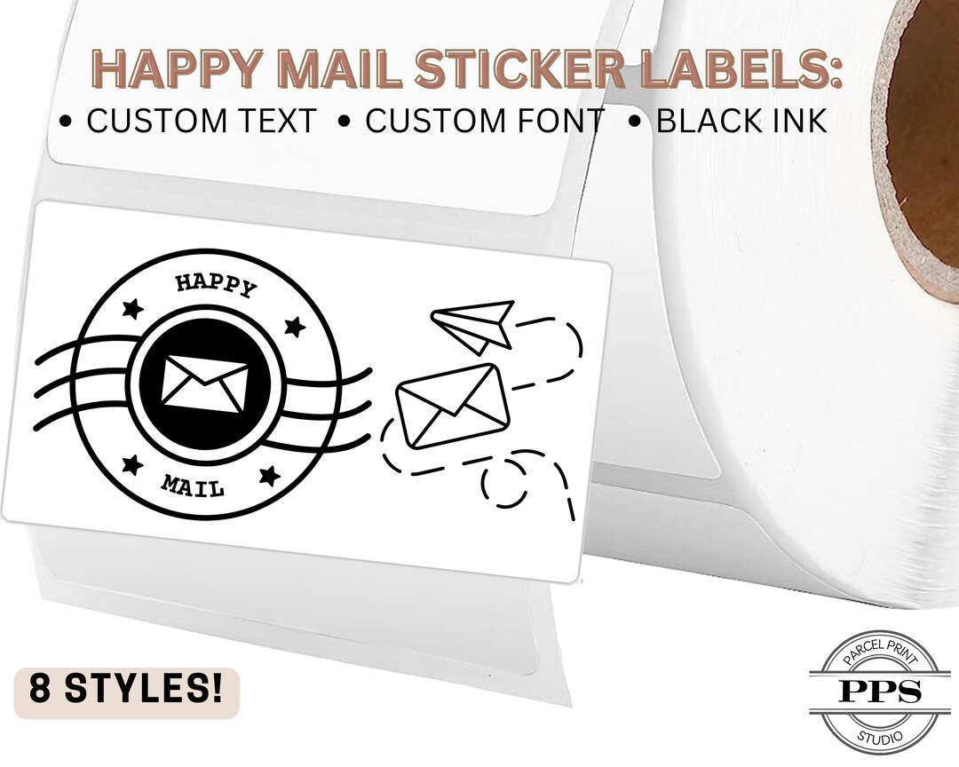 HAPPY MAIL Inside Labels Rectangular Custom Bulk Stickers Business ...