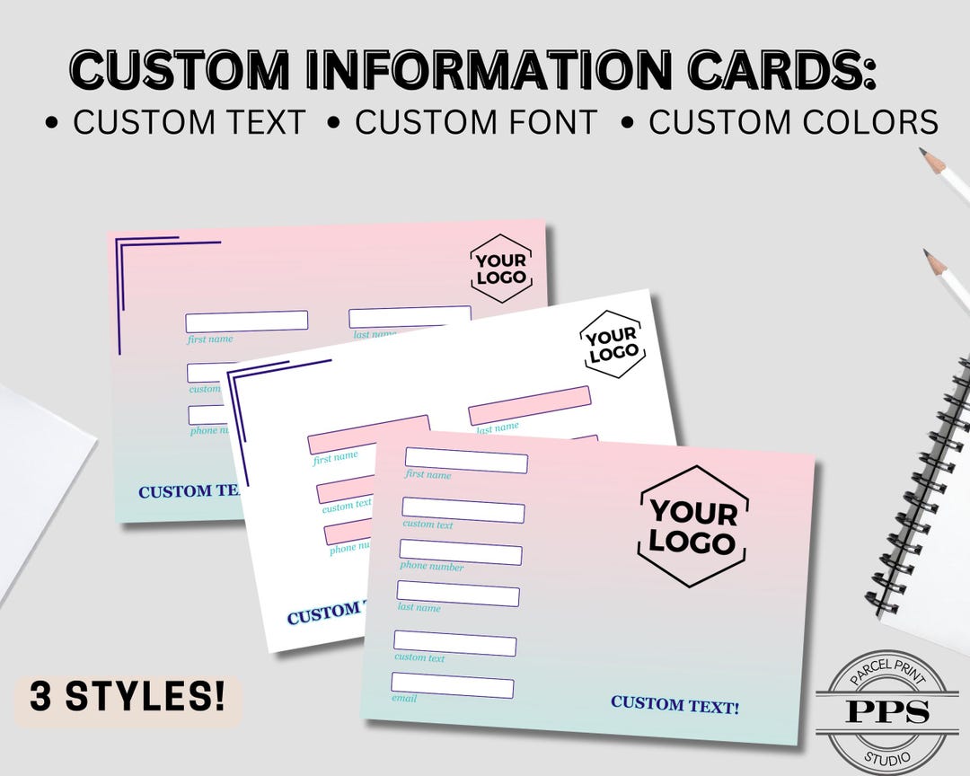 Custom Information Cards Personalized Contact Info Cards Business ...