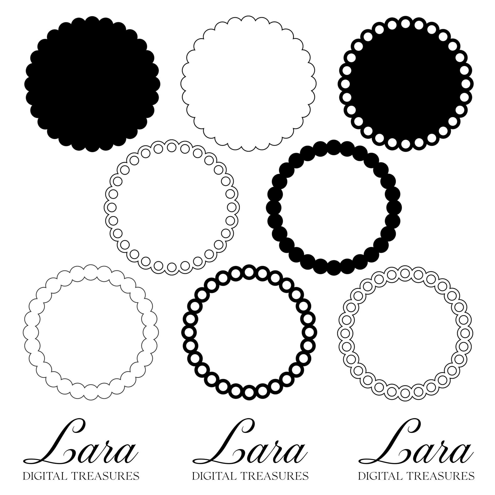 Scalloped Round Frames Clipart Bundle. SVG, PNG, EPS (digital Download ...