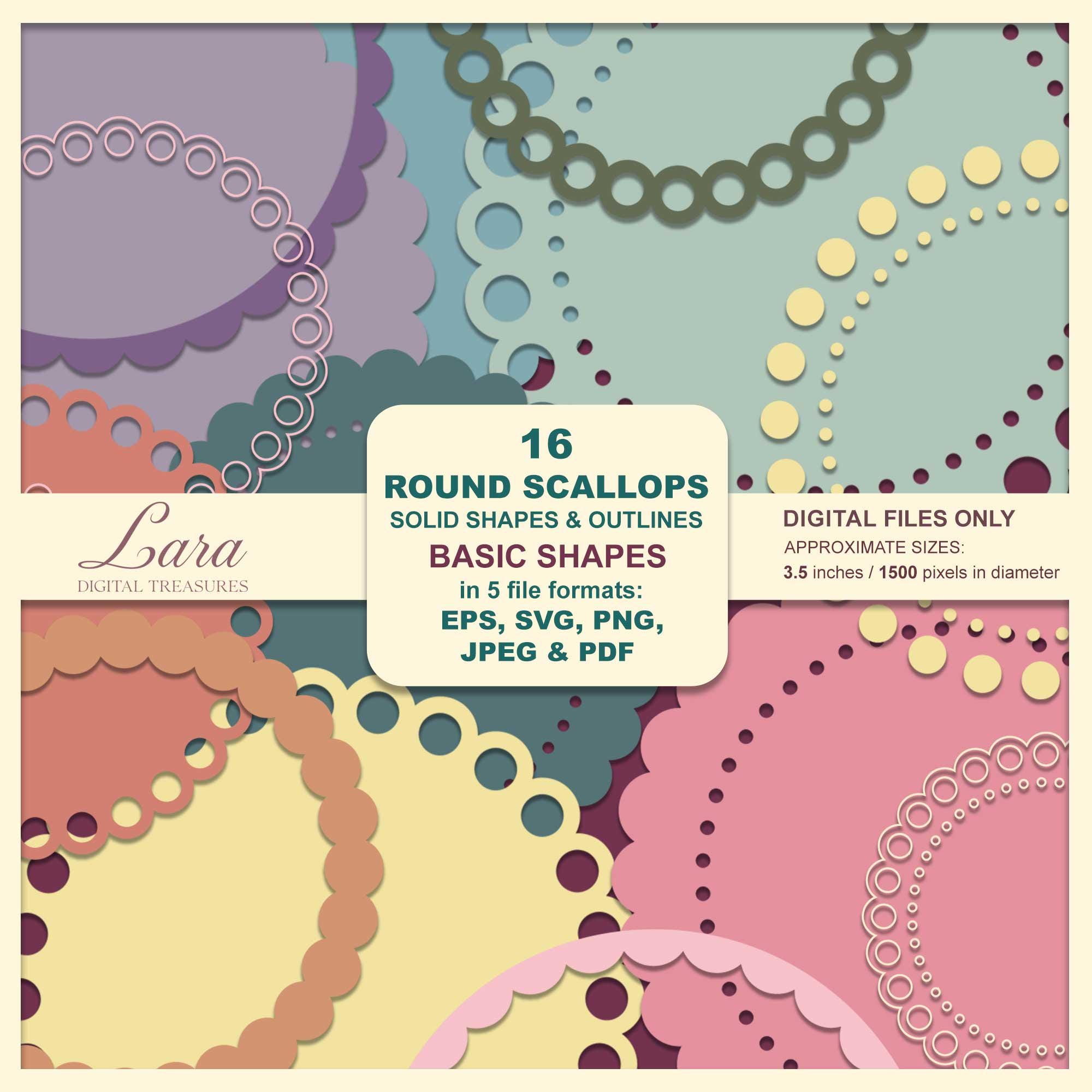 Scalloped Round Frames Clipart Bundle. SVG, PNG, EPS (digital Download ...