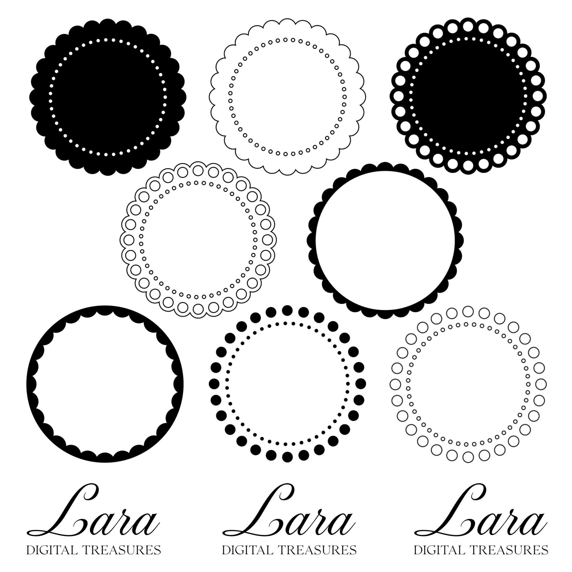Scalloped Round Frames Clipart Bundle. SVG, PNG, EPS (digital Download ...