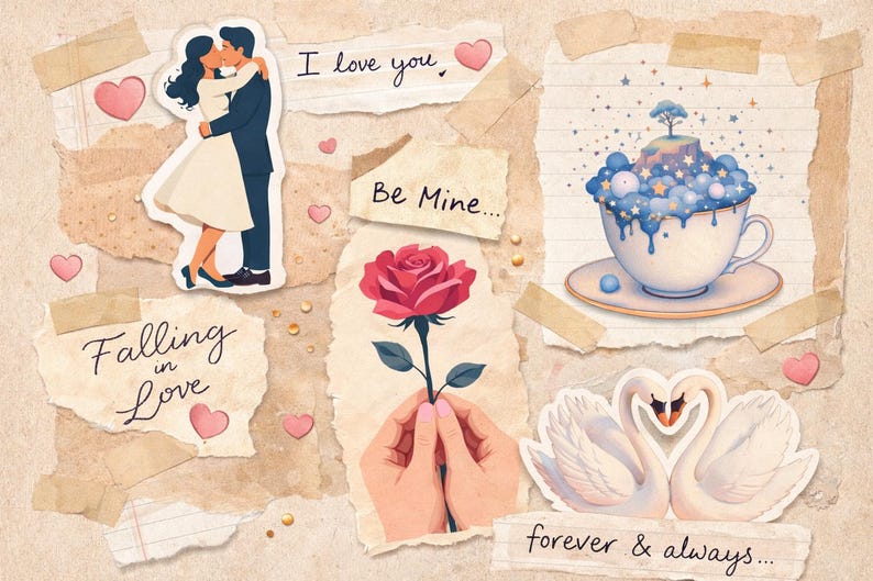 Romantic Couple Clipart Bundle, Love Illustrations, Wedding Graphics ...