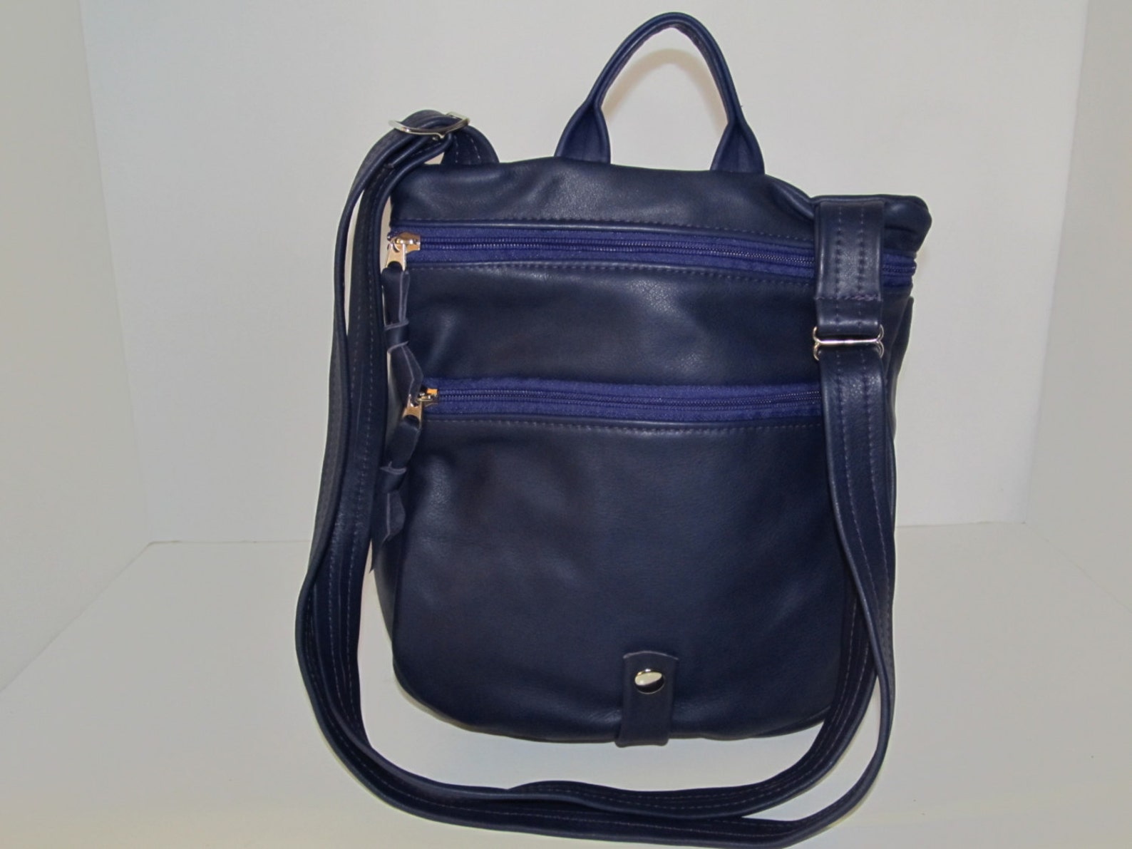 Purple Leather Backpack or Messenger Bag or Purse Shoulder Crossbody ...