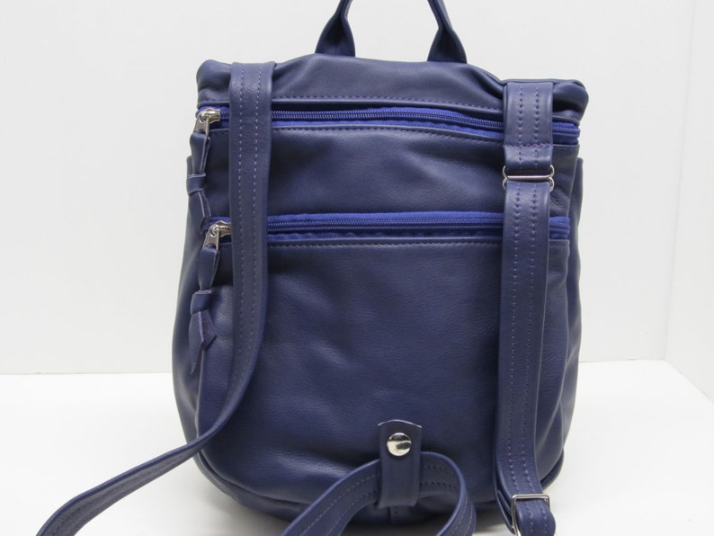 Purple Leather Backpack or Messenger Bag or Purse Shoulder - Etsy