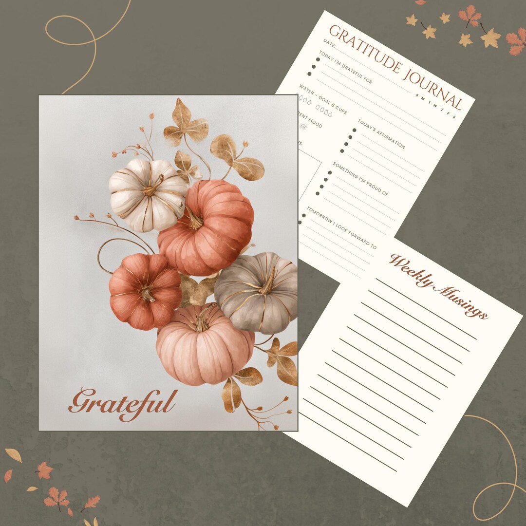Fall Gratitude Journal Printable: Pumpkin Autumn Self-care (digital ...